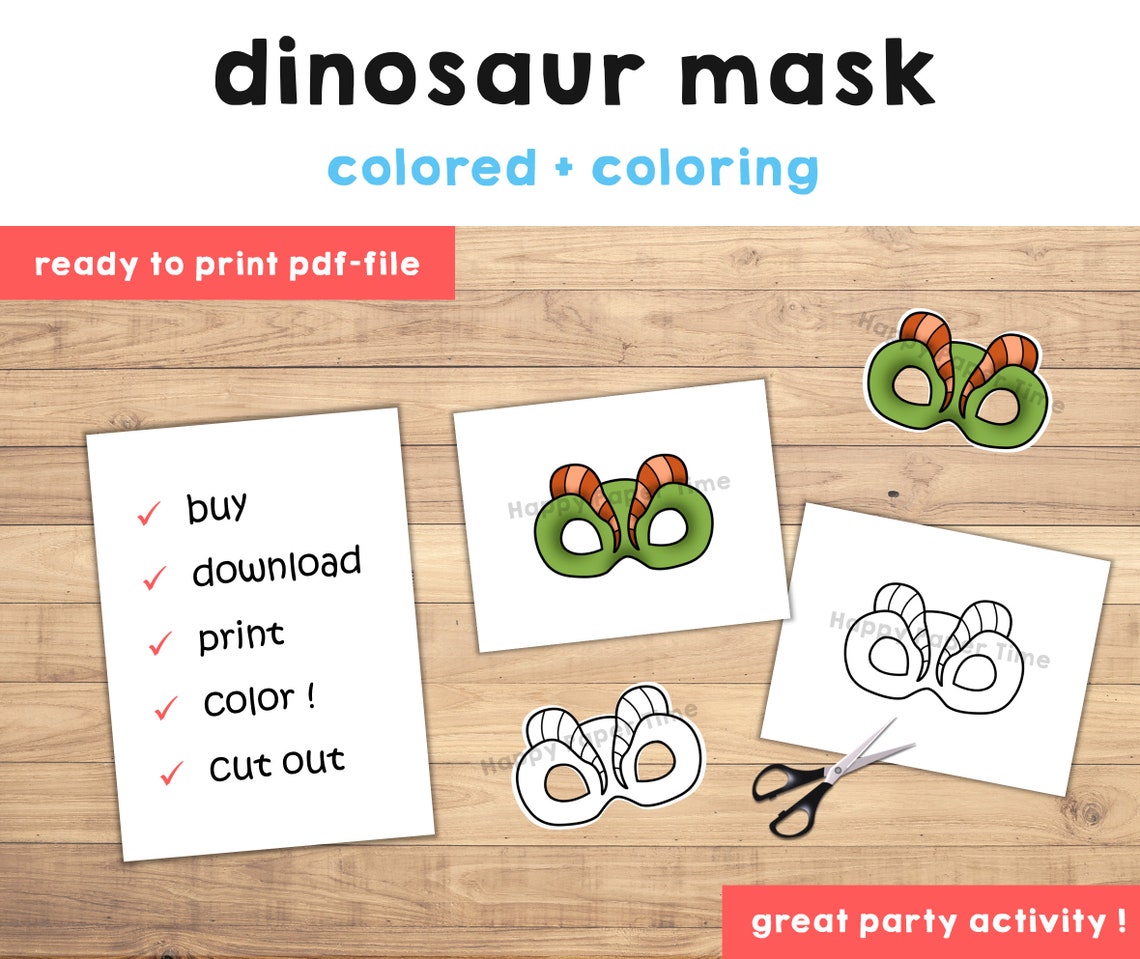 Dinosaur Mask Dino Costume Diy Animal Mask Jurassic Party Favor ...