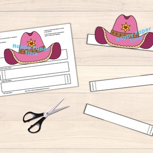 Cowgirl Hat Paper Crown Party Coloring Printable Kids Craft Wild West ...
