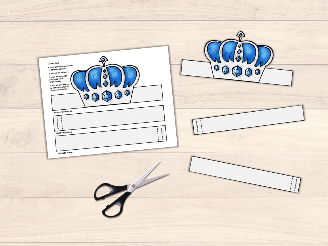 Prince Paper Crown King Royal Printable Kids Craft Prince - Etsy