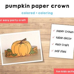 Pumpkin Paper Crown Autumn Fall Thanksgiving Party Coloring Printable ...