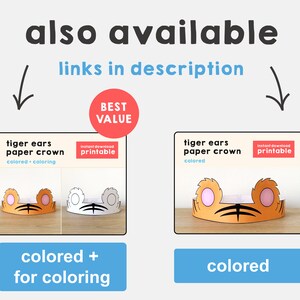 Tiger Ears Paper Crown Headband Party Coloring Printable Kids Craft ...