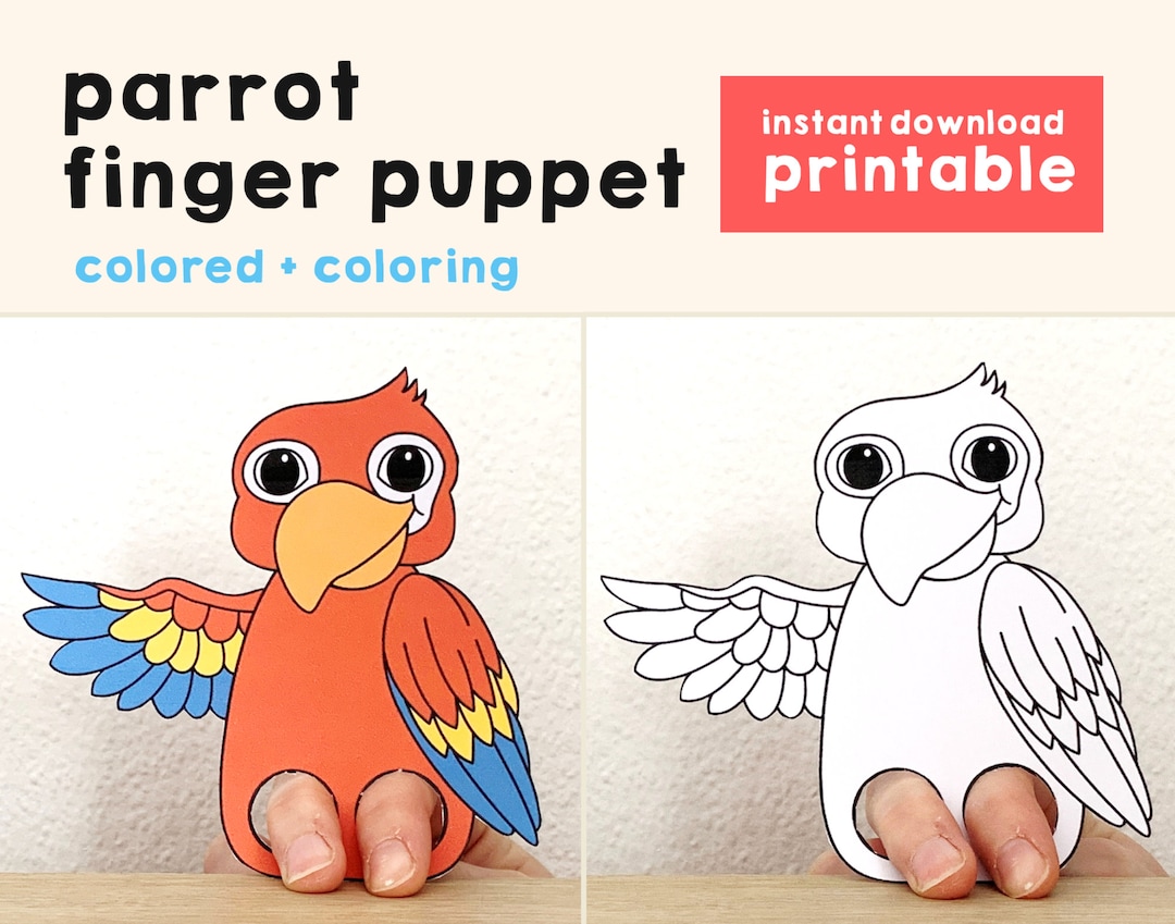 Parrot Paper Craft Printable Pet Animal Finger Puppet Bird - Etsy