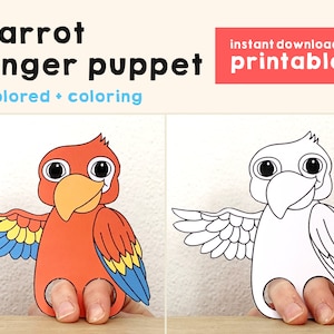 Parrot Paper Craft Printable Pet Animal Finger Puppet Bird - Etsy