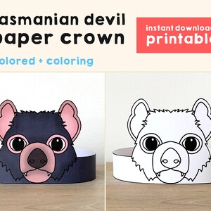 Tasmanian Devil Paper Crown Party Coloring Printable Kids - Etsy