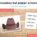 Cowboy Hat Paper Crown Party Coloring Printable Kids Craft Wild West ...