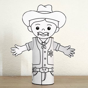 Sheriff Toilet Paper Roll Craft Wild West Party Coloring Printable ...