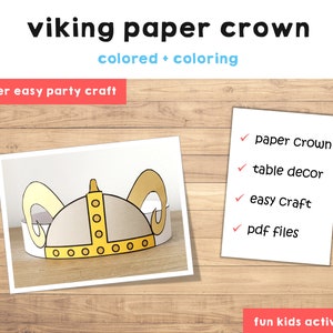 Viking Paper Crown Activity Printable Kids Craft Helmet Medieval ...