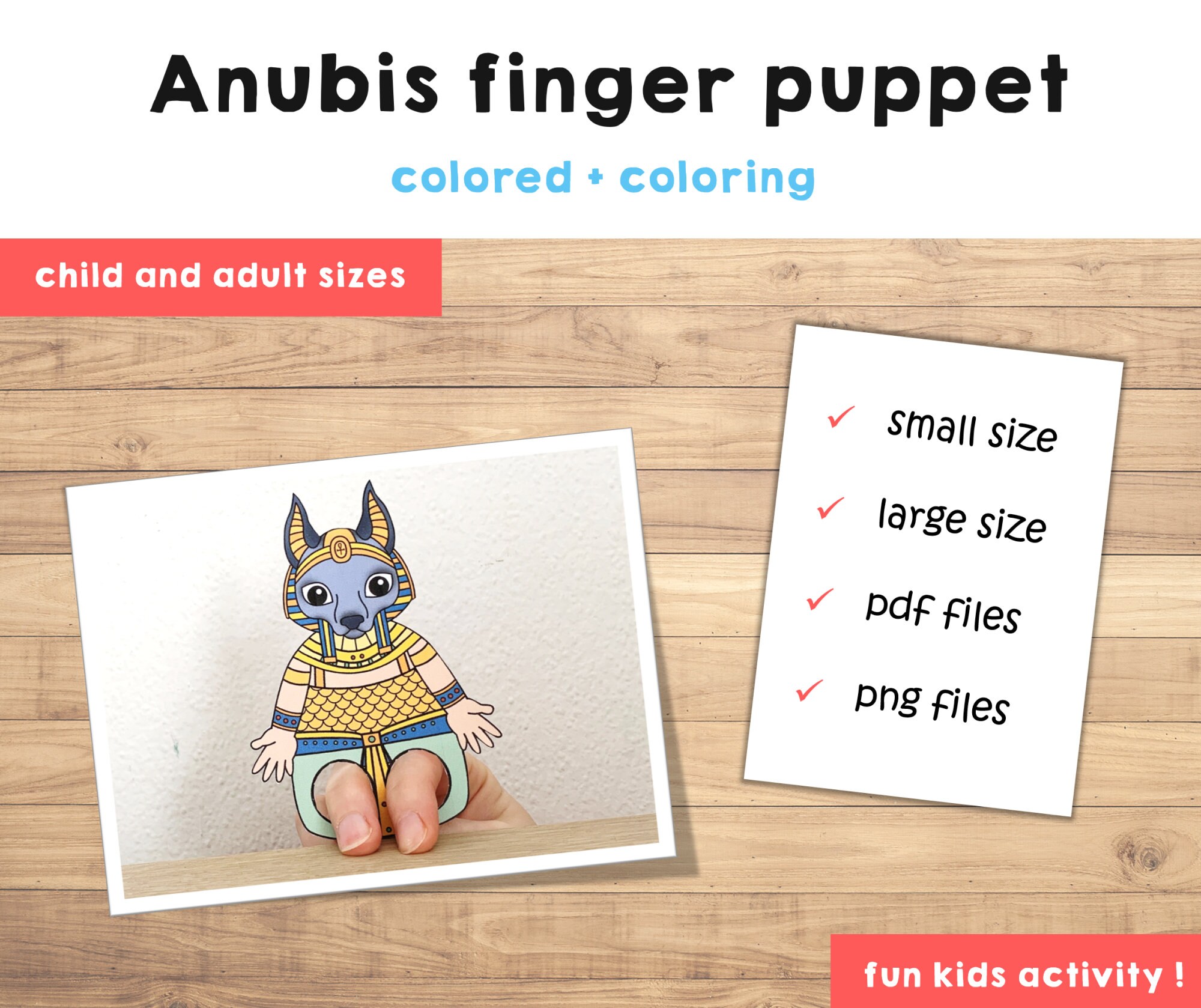 Anubis Paper Craft Printable Ancient Egypt Finger God Puppet Kids Craft ...