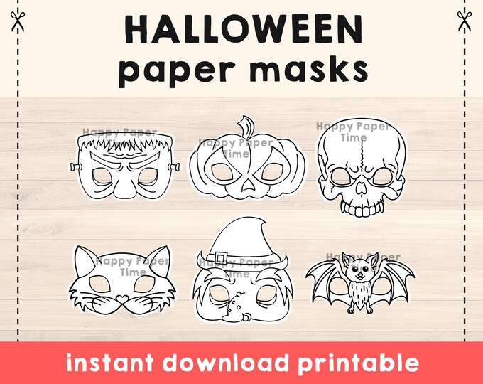 Halloween Printable Coloring Masks, Halloween Costume, Halloween ...