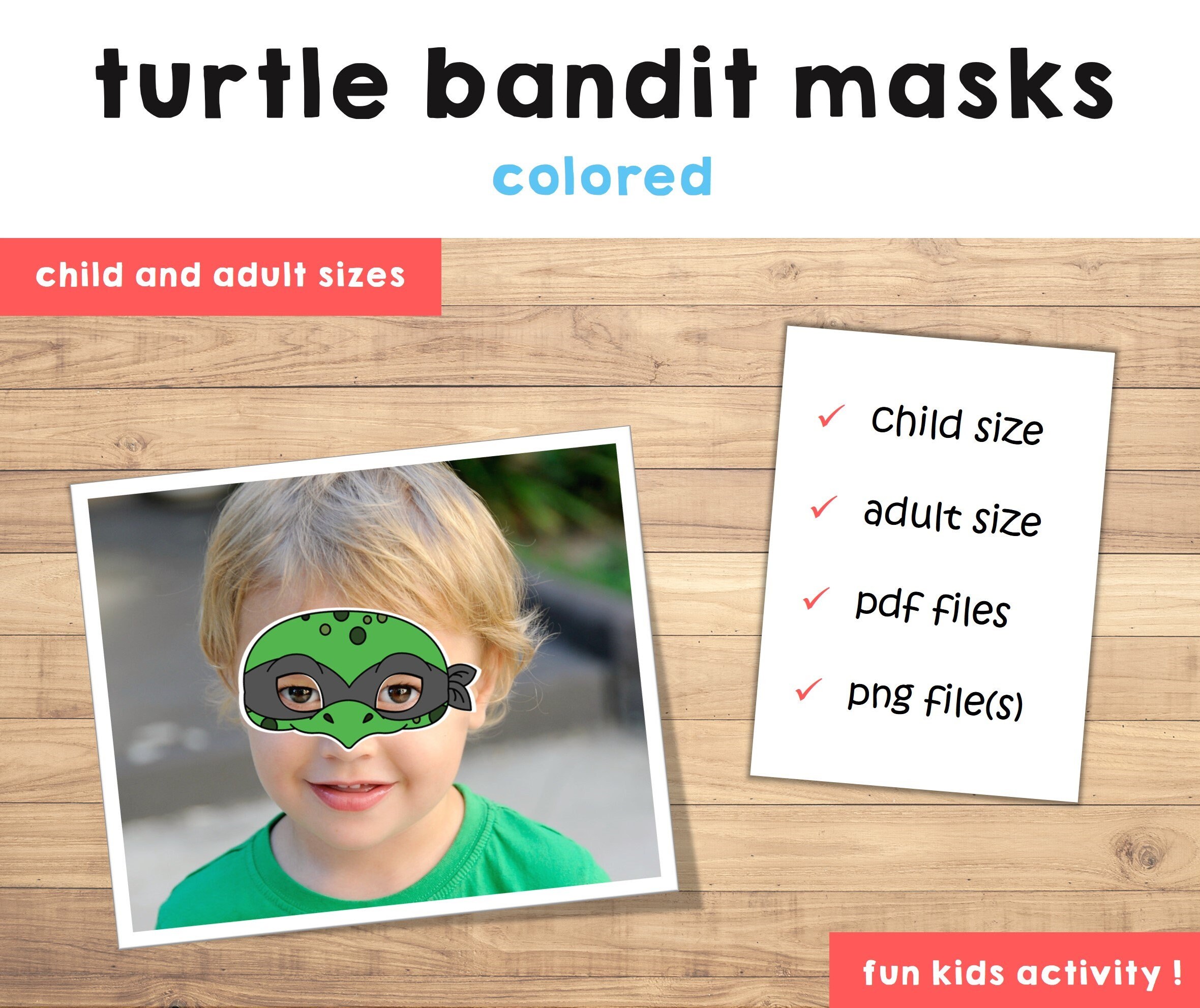 Turtle Bandit Masks Turtle Mask Printable Turtle Costume Diy - Etsy