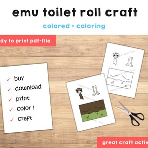 Emu Toilet Paper Roll Craft Australian Animal Party Coloring Printable ...