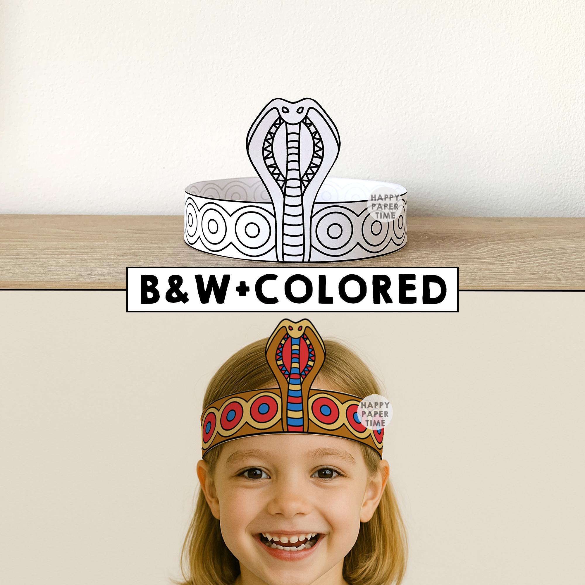 Ancient Egypt Cobra Paper Crown Princess Template Party Coloring ...