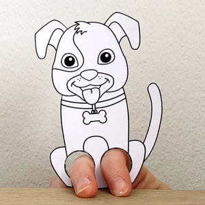 Dog Puppy Paper Craft Printable Pet Animal Finger Puppet Kids Craft ...