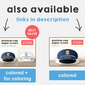 Postman Cap Hat Paper Crown Party Coloring Printable Kids Craft ...