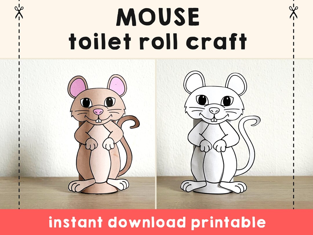 Mouse Toilet Paper Roll Craft Forest Woodland Party Coloring Printable ...