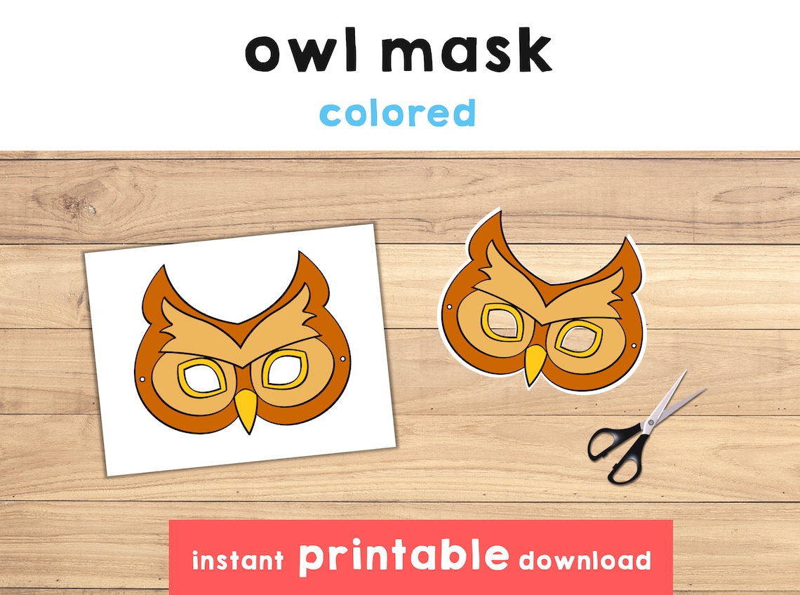 Owl Costume Owl Mask Animal Mask Printable Owl Printable Owl | Etsy