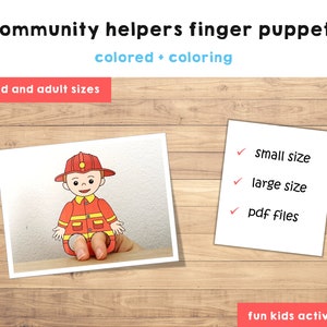 Community Helpers Paper Craft Printable Finger Puppet Template Kids ...