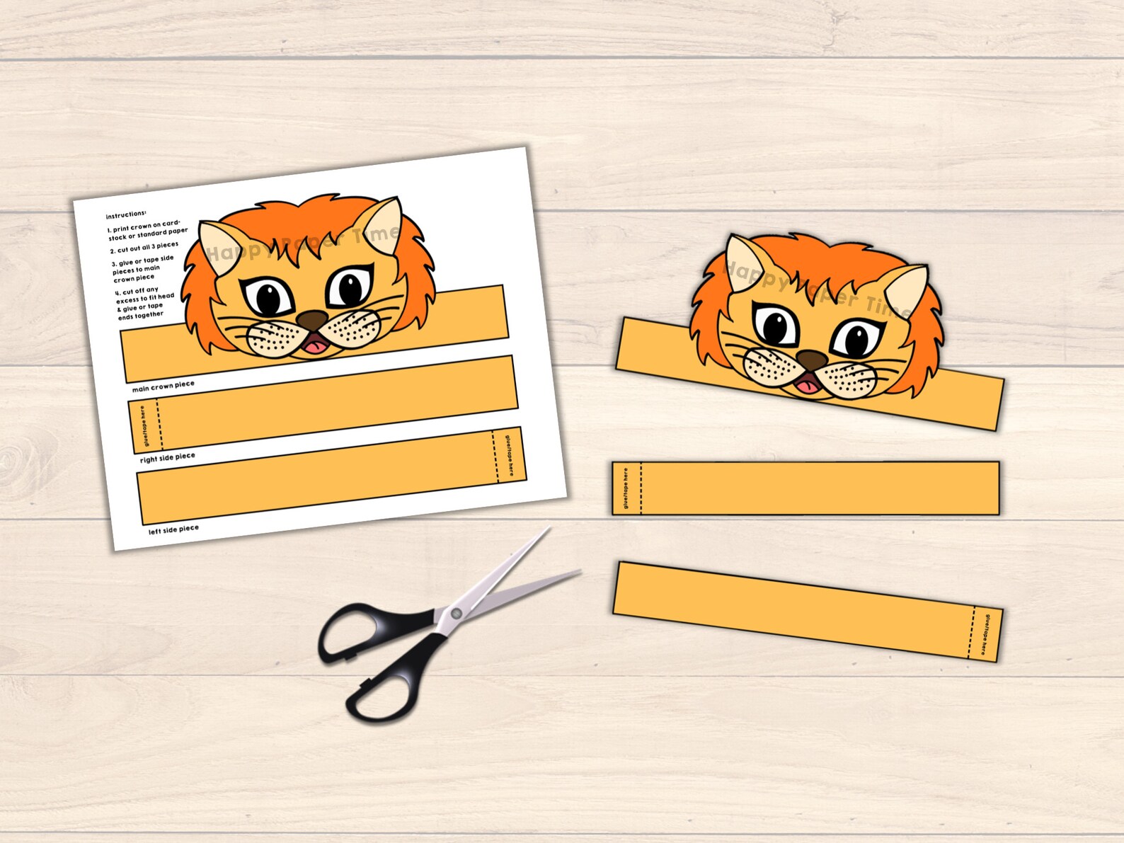 Lion Paper Crown Printable Coloring Table Decor Kids Craft - Etsy Canada