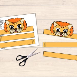 Lion Paper Crown Printable Coloring Table Decor Kids Craft Lion ...