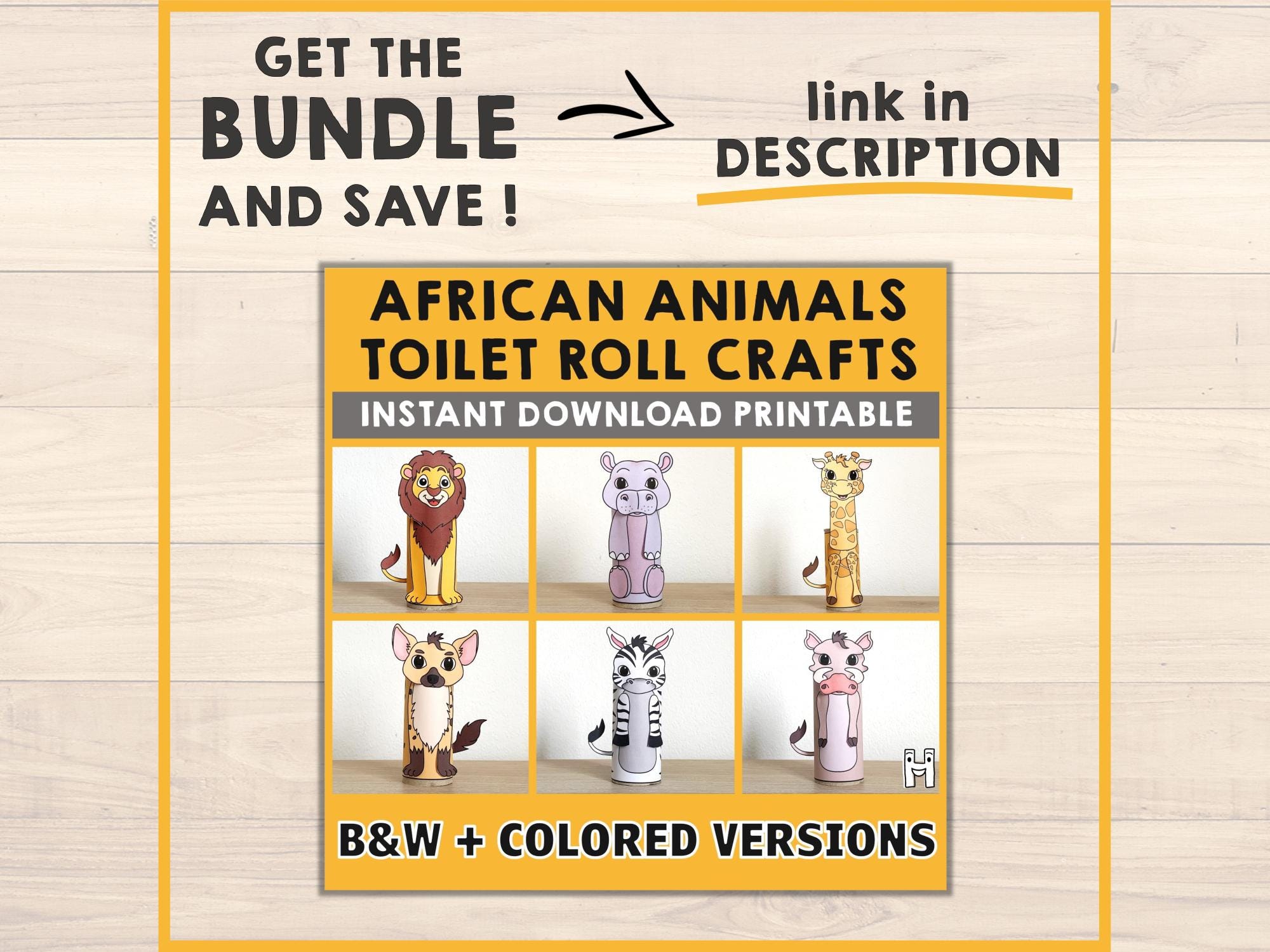 Hyena Toilet Paper Roll Craft African Animal Safari Party Coloring ...