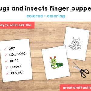 Bugs Insects Paper Craft Printable Finger Puppet Template Kids Craft ...
