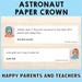 Astronaut Helmet Paper Crown Space Astronomy Party Printable Headband ...