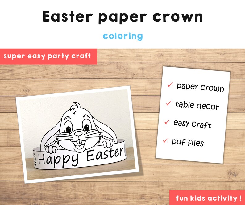 Easter Hat Paper Crown Headband Easter Bunny Day Party Activity ...