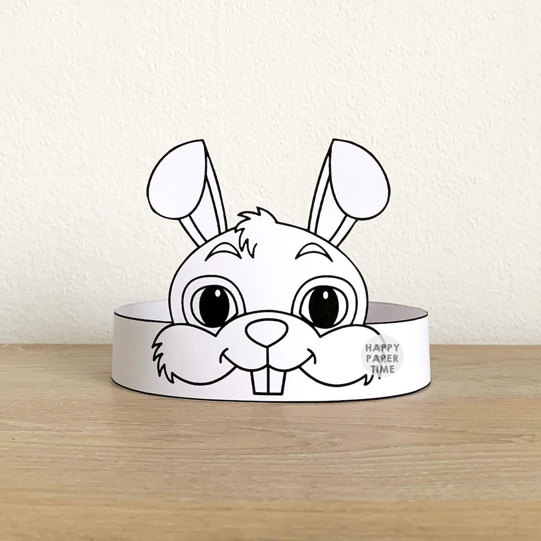 Bunny Paper Crown Headband Coloring Pet Animal Printable Kids Craft ...