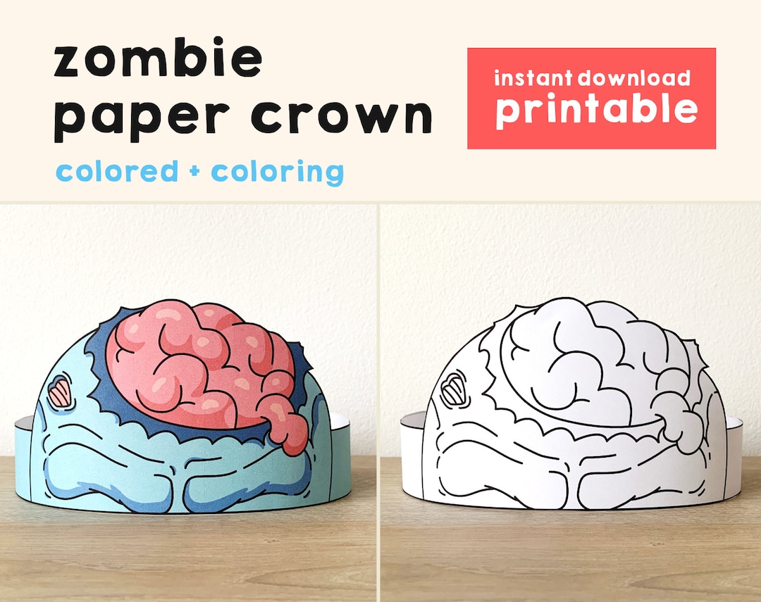 Zombie Costume Paper Crown Template Halloween Party Headband Coloring ...