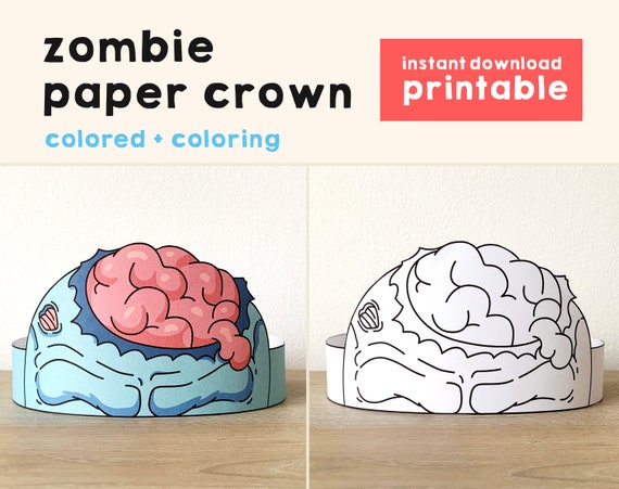 Zombie Costume Paper Crown Template Halloween Party Headband | Etsy