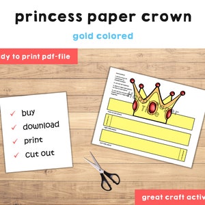 Princess Paper Crown Coloring Printable Kid Craft Princess Birthday ...