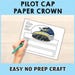 Pilot Cap Paper Crown Airline Party Coloring Printable Kids Craft ...