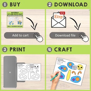 Butterfly Cut and Paste Craft Printable Spring Bugs Insects Animal ...