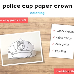 Police Cap Hat Paper Crown Party Coloring Printable Kids Craft ...