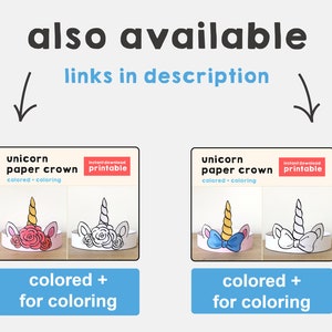 Unicorn Paper Crown Coloring Printable Kids Craft Unicorn Princess ...