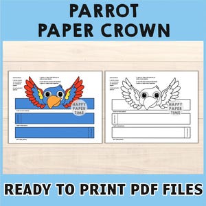 Parrot Paper Crown Headband Pet Animal Printable Kids Activity Craft ...