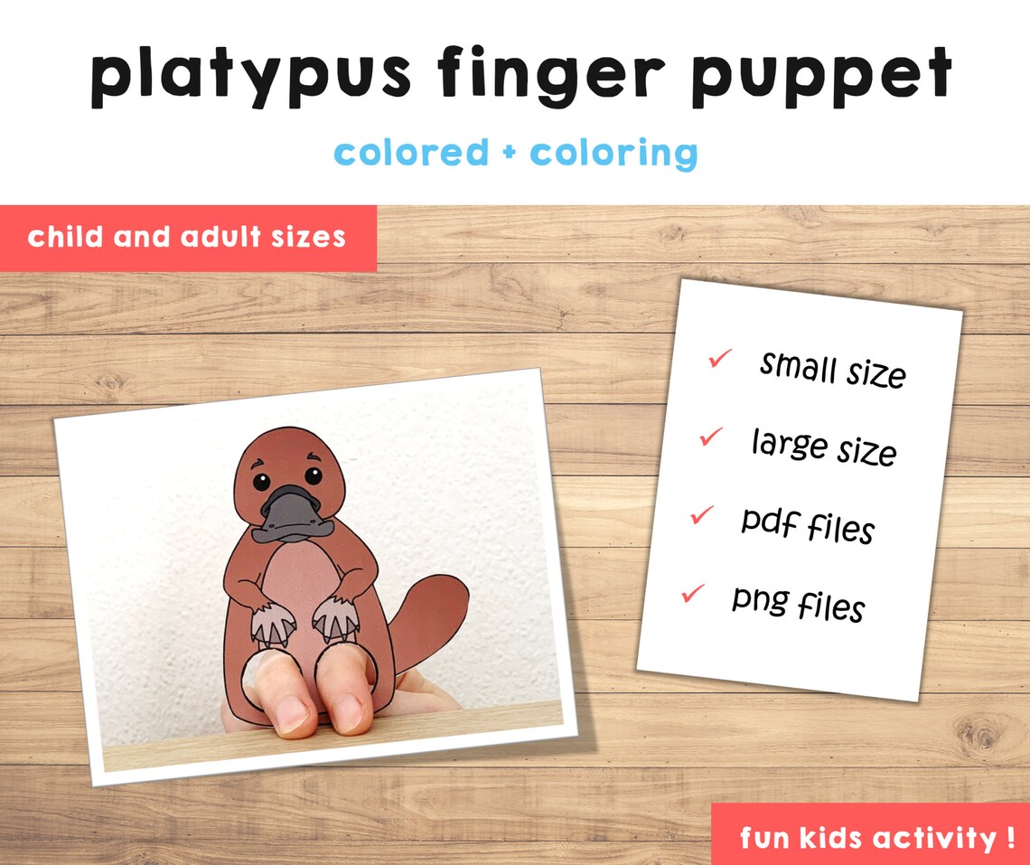 Platypus Paper Craft Printable Australian Animal Finger Puppet Kids ...