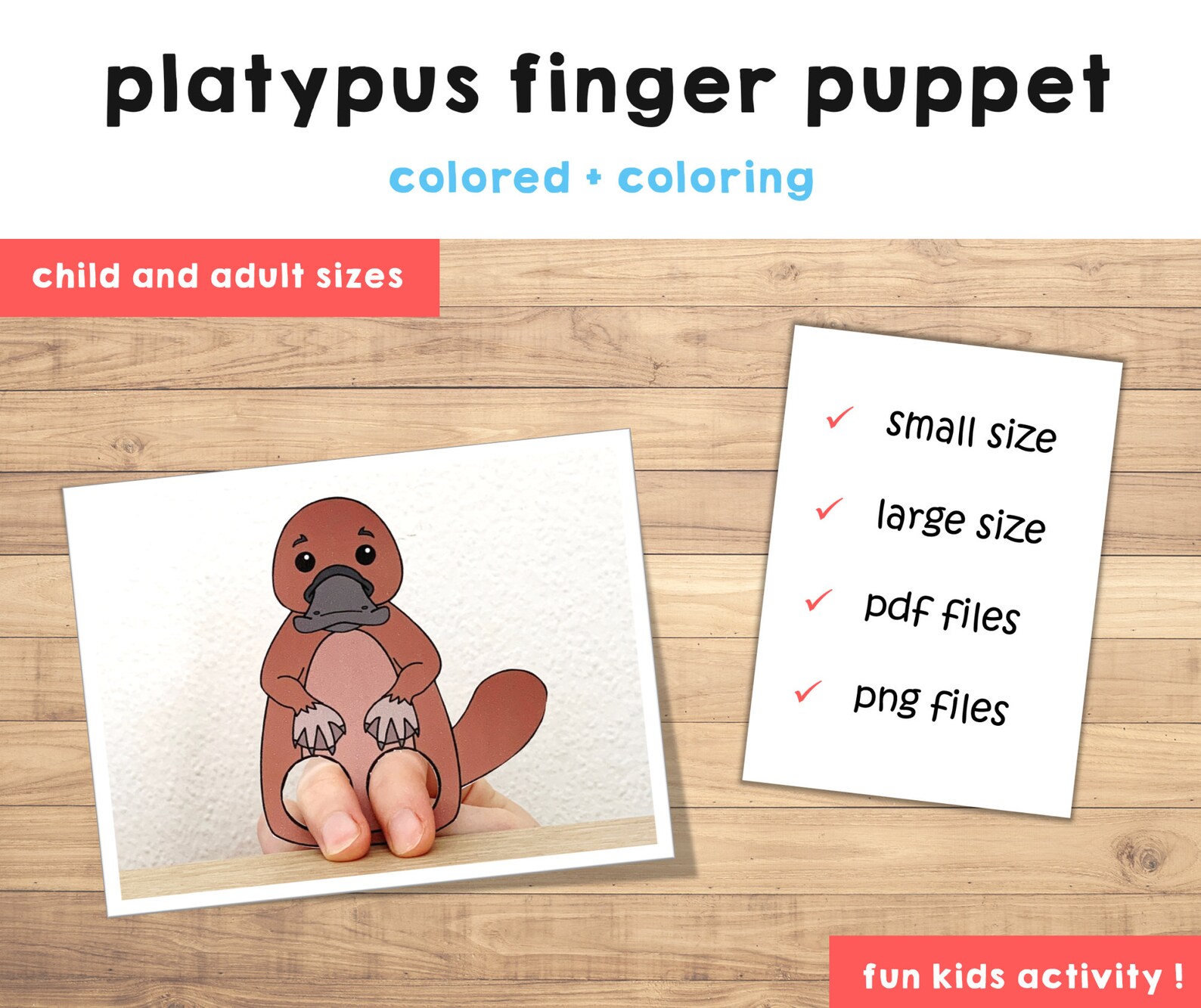 Platypus Paper Craft Printable Australian Animal Finger Puppet Kids ...