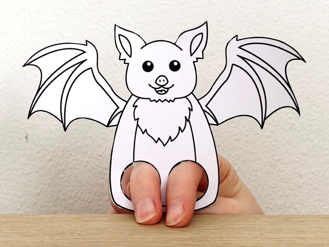 Bat Paper Craft Printable Halloween Spooky Day Finger Puppet - Etsy