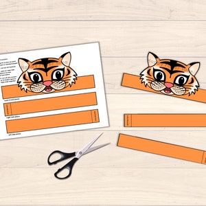 Tiger Paper Crown Party Coloring Printable Kids Craft Tiger Birthday ...