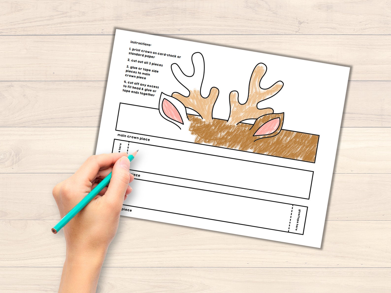 Reindeer Paper Crown Hat Christmas Winter Holiday Party - Etsy