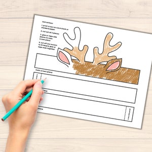 Reindeer Paper Crown Hat Christmas Winter Holiday Party Coloring ...