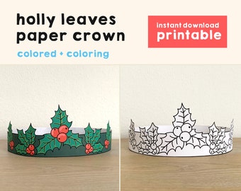 Christmas Elf Paper Crown Hat Winter Holiday Party Coloring | Etsy