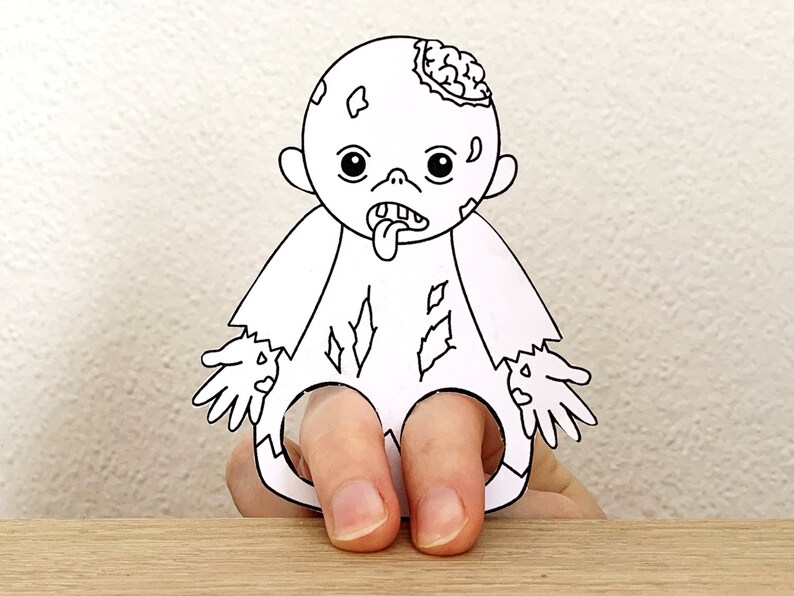 Zombie Paper Craft Printable Halloween Spooky Day Finger - Etsy