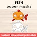 Fish Mask Template Costume Kids Diy Ocean Sea Animal Party Fun Favor ...