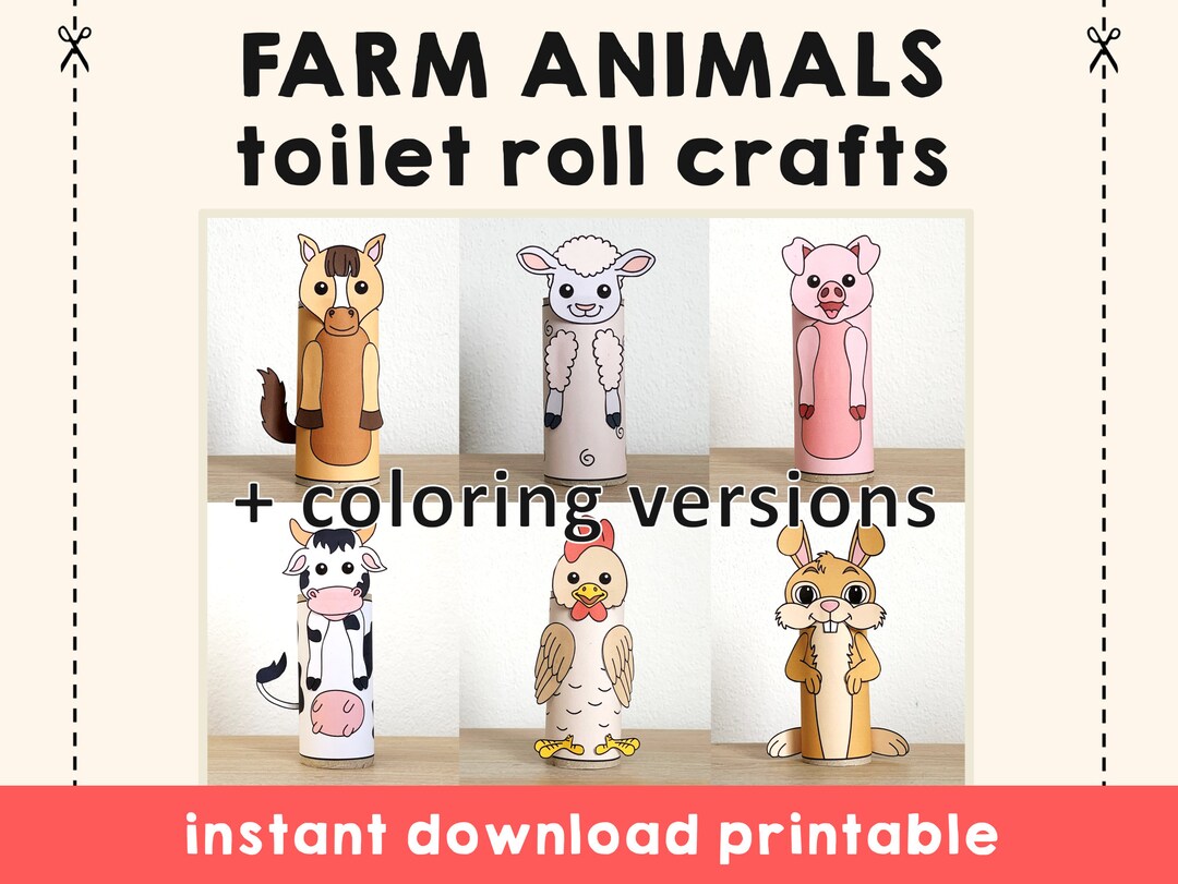 Farm Animals Toilet Paper Roll Craft Party Coloring Printable ...