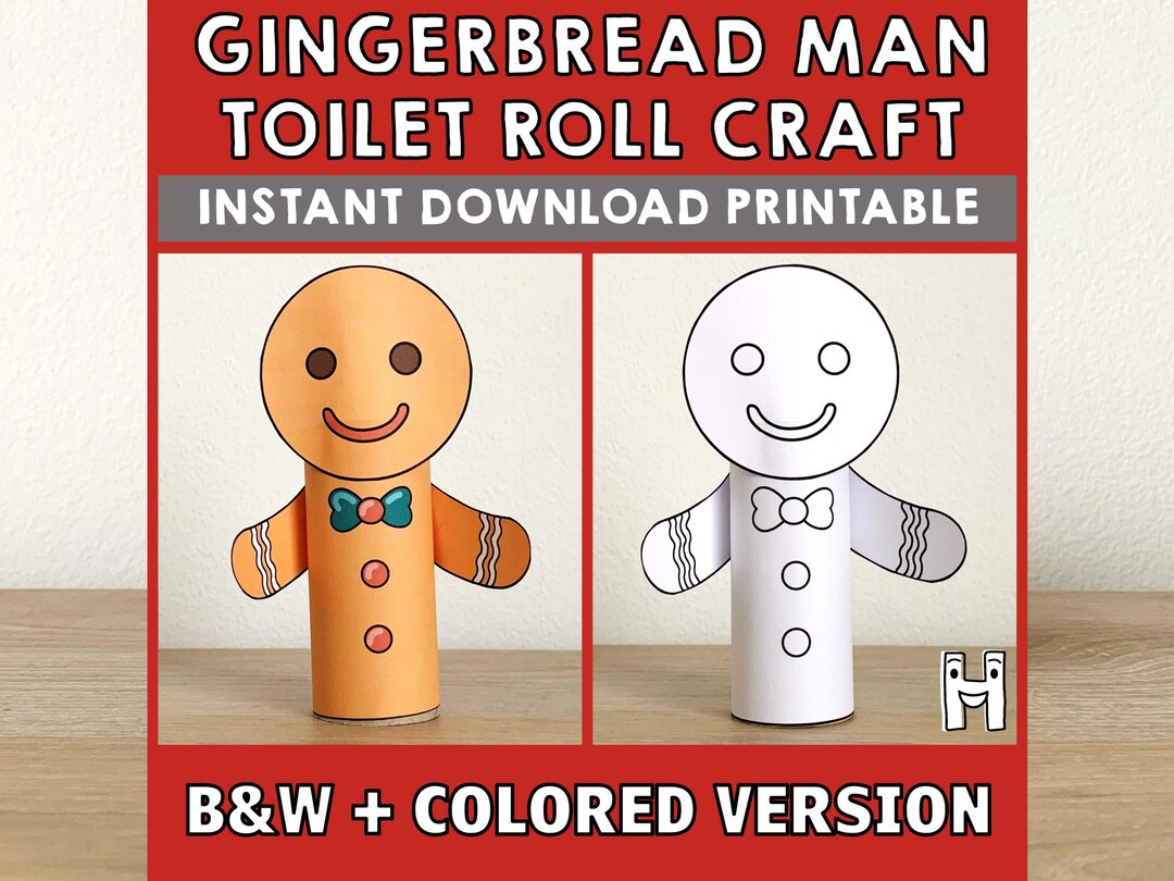 Gingerbread Man Toilet Paper Roll Craft Christmas Party Coloring ...