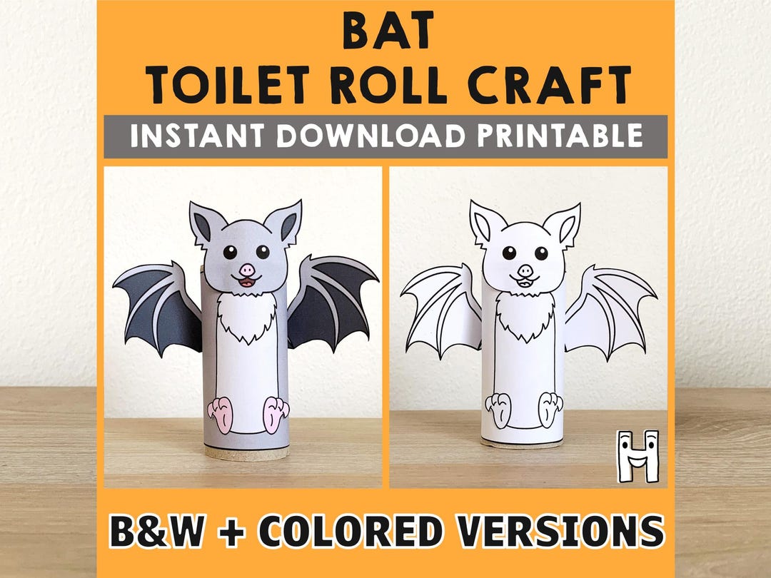 Bat Toilet Paper Roll Craft Halloween Spooky Party Coloring Printable ...
