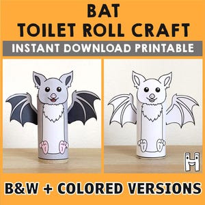 Bat Toilet Paper Roll Craft Halloween Spooky Party Coloring Printable ...
