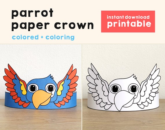 Parrot Paper Crown Headband Pet Animal Printable Kids Craft | Etsy
